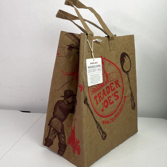 Trader Joe'S | Bags | Trader Joes Rare Paper Washable Grocery Tote Bag ...